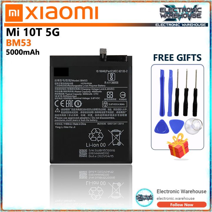 Battery for Xiaomi Mi 10T 5G Model BM53 M2102K1AC 5000mAh Capacity ...