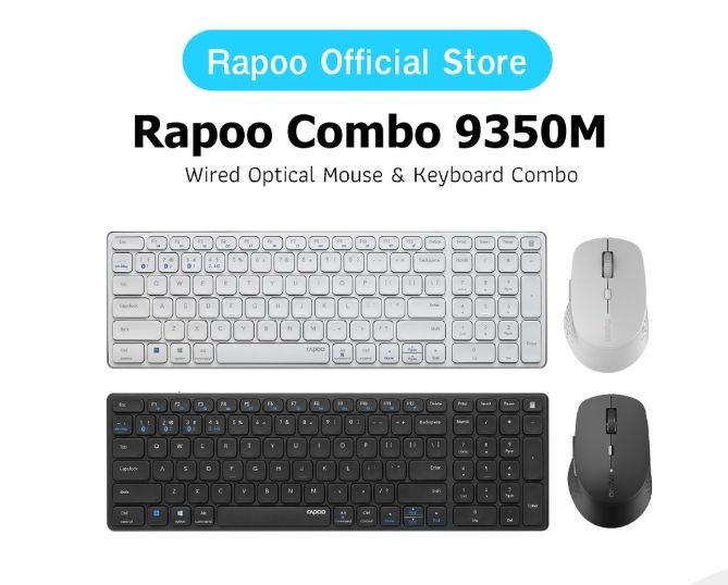 Rapoo รุ่น 9350M Multi-mode Wireless Keyboard & Mouse (KB-9350M-GY) | Lazada.co.th