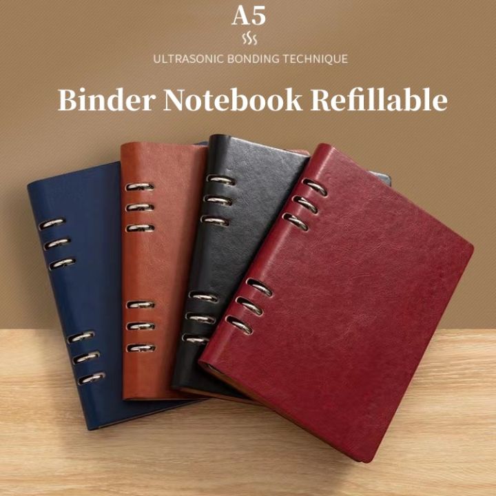 Notebook Binder PU Leather Refillable Notebook A5 loose-leaf Binder ...