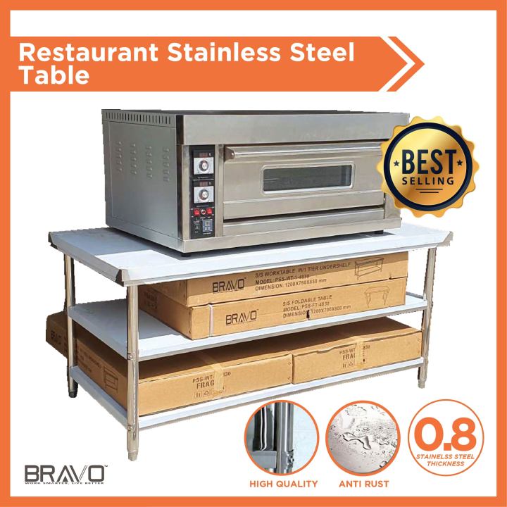 BRAVO [3 Layer 48x30 Inch] 5FT Stainless Steel Table Kitchen Meja Steel ...