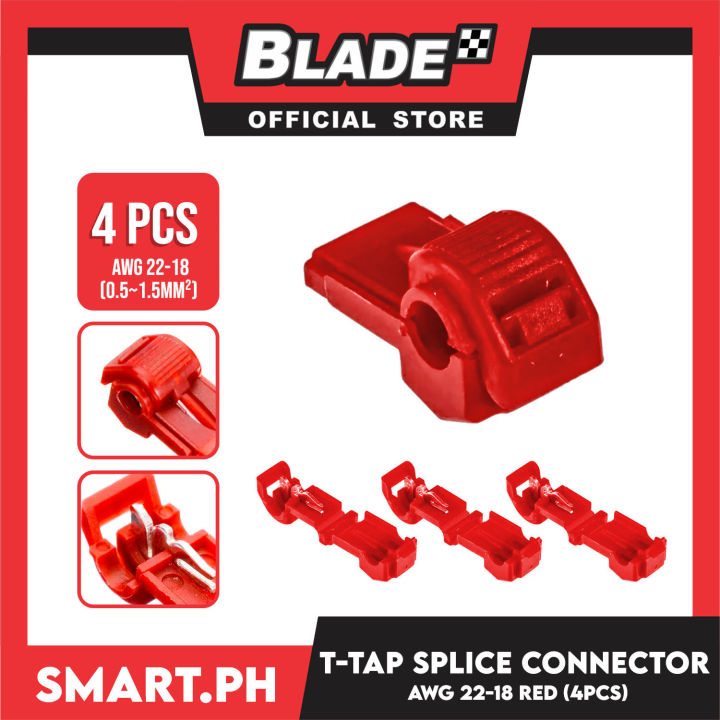 4pcs T-Tap Splice Connector 1.5mm (Red) 22-18 AWG Wire Connectors, Self ...