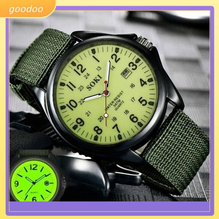 GOODOO แบบพกพา เจนีวา แฟชั่น นาฬิกาข้อมือผู้ชาย กีฬา ทหาร ควอตซ์ ...