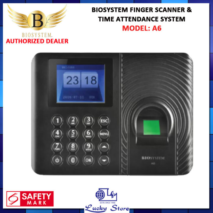 BIOSYSTEM A6 FINGER SCANNER AND TIME ATTENDANCE SYSTEM, FINGERPRINT, CARD OR PASSWORD, 2.4 INCH ...