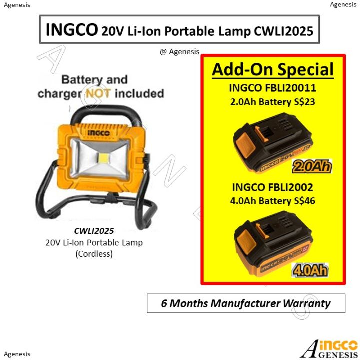 INGCO 20V Li-Ion Portable Lamp CWLI2025 | Lazada Singapore