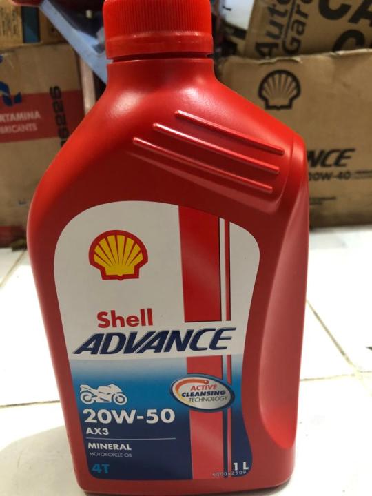 OLI SHELL ADVANCE 20W-50 AX3 (MANUAL) MINERAL 4T 1LT | Lazada Indonesia
