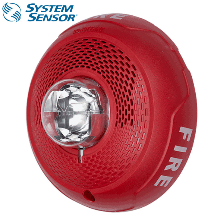 SYSTEM SENSOR Ceilling Speaker/Strobe ,Outdoor ,Selectable Cendela ,Red ...