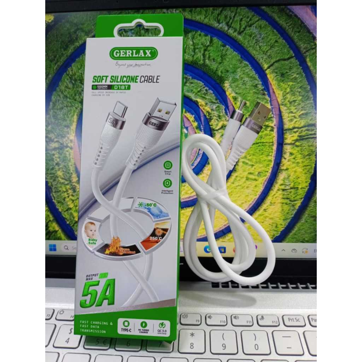 Gerlax Kabel Data 5A Fast Charging Bahan Soft Silicon Cable USB Type C ...