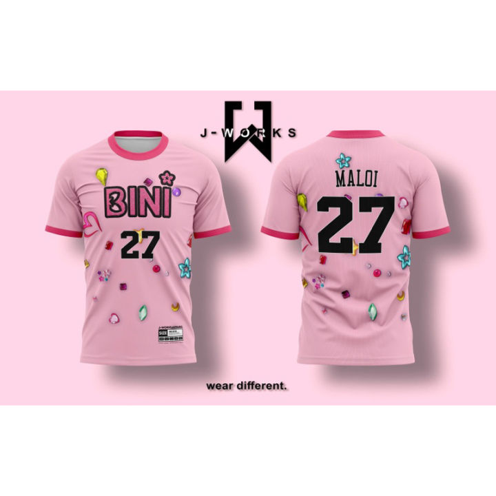BINI T-shirt With Name BINI Member Number Top Unisex Casual Jersey Pink ...