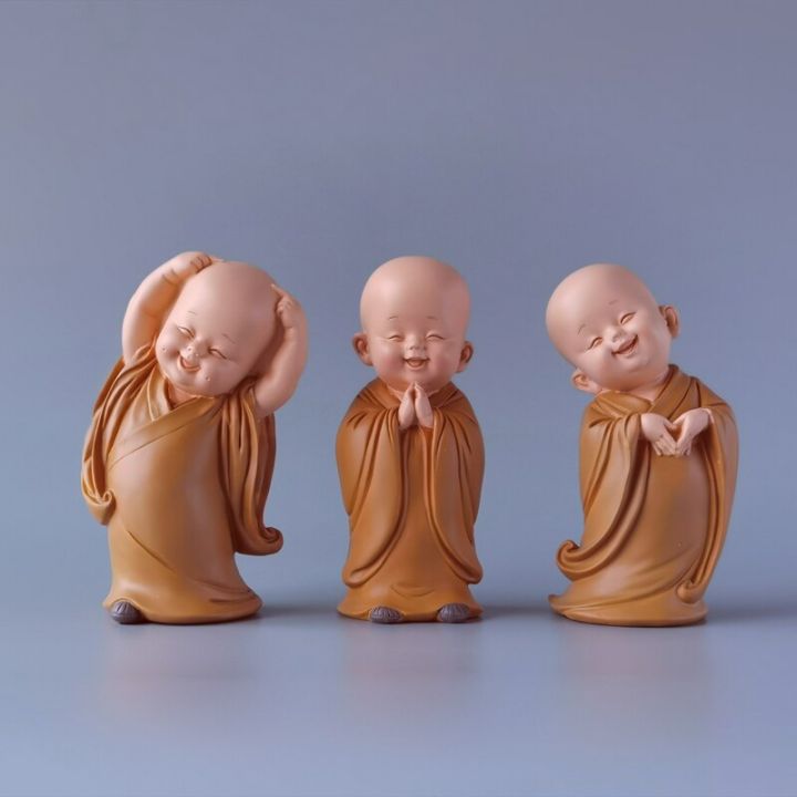 Livingmall Resin Cute Little Monk Mini Statue Modern Handmade Sculpture ...