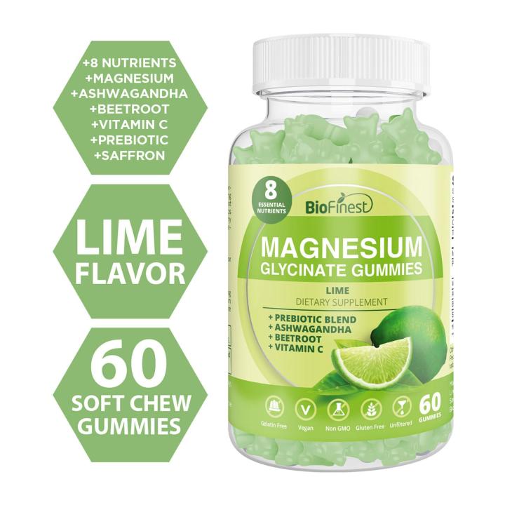 Biofinest Magnesium Glycinate Gummy Supplement Vitamin Ashwagandha Mood ...