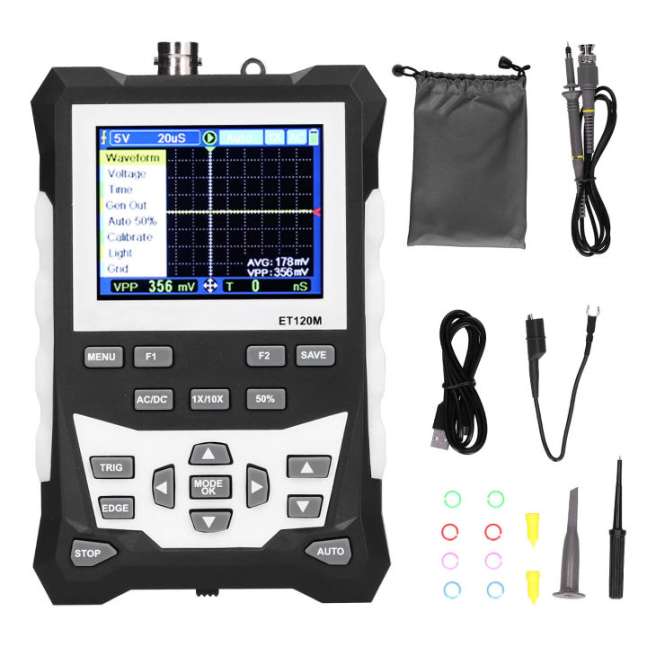 ET120M Handheld Oscilloscope 120MHZ Color Analog Digital Simulation ... ET120M Handheld Oscilloscope 120MHZ Color Analog Digital Simulation ...