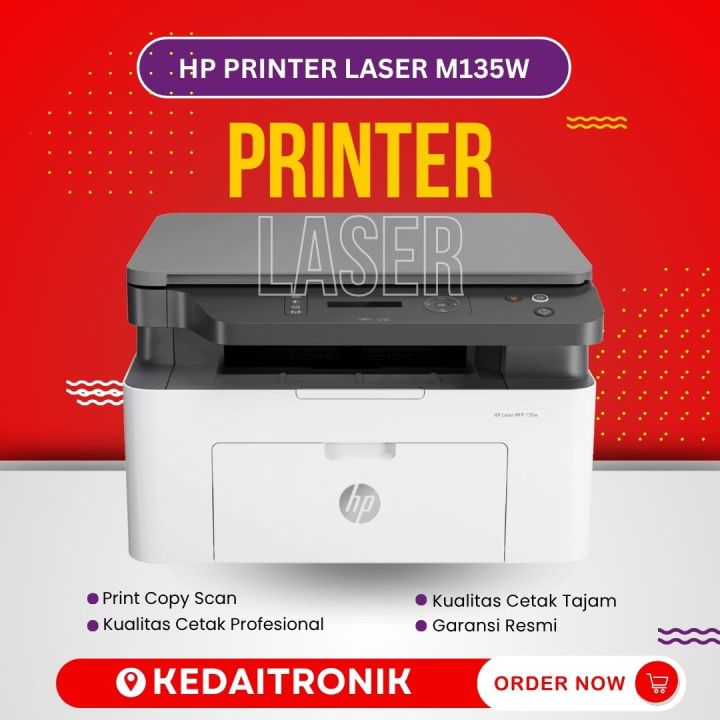 Printer HP LaserJet M135W All in One WIFI Print Scan Copy Laser M 135W ...