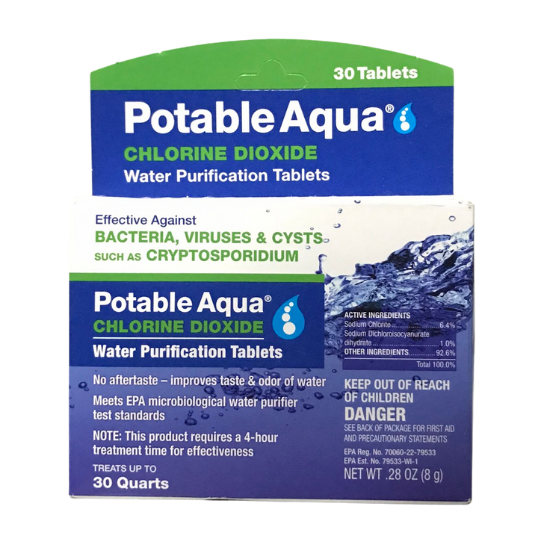 Potable Aqua Chlorine Dioxide Drinking Water Purification Tablet (30 ...