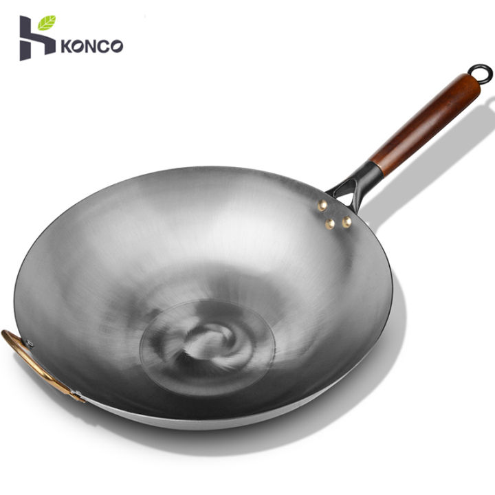 Konco 32cm/34cm Chinese Traditional Wok iron Frying pan Gas cookware ...