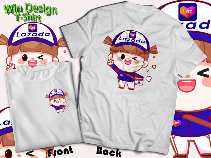 เสื้อLazada cartoon girl ผ้าคอตตอน100% ผ้าหนานุ่ม | Lazada.co.th