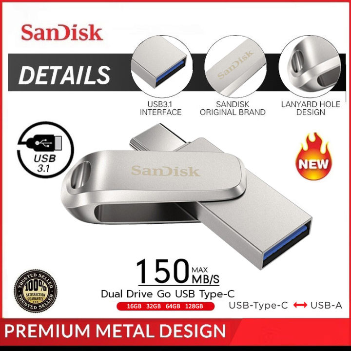 แฟลชไดร์ฟ OTG SANDISK Flash Drive Ultra Dual Drive Luxe USB 3.1 Type C ...