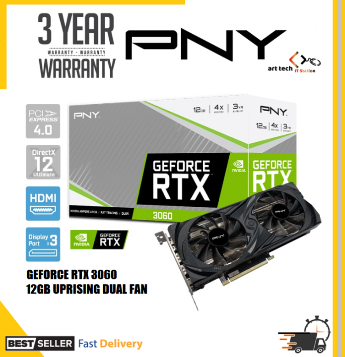 PNY GEFORCE RTX 3060 12GB UPRISING DUAL FAN RTX3060 | Lazada