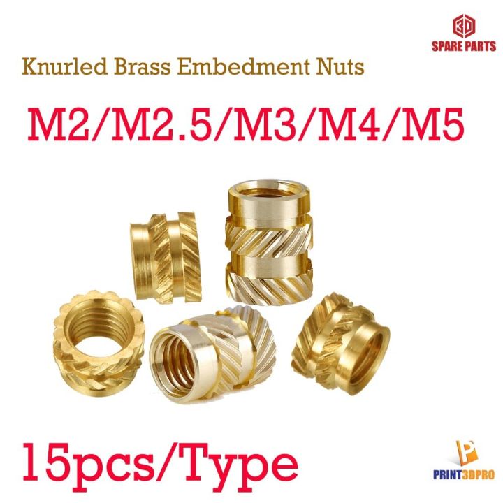 Screw nut M2 M2.5 M3 M4 M5 Knurled brass embedment nuts insert nut injection | Lazada.co.th