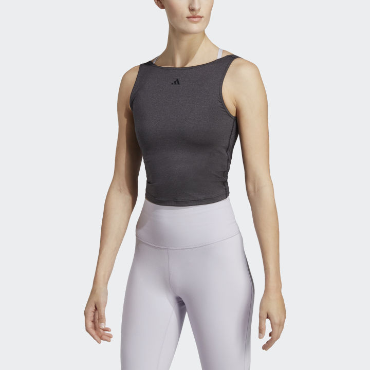 adidas เทรนนิง เสื้อกล้ามทรงครอป Yoga Studio ผู้หญิง สีดำ HS8120 ...