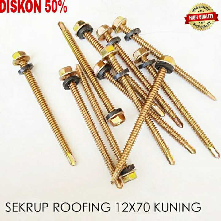 1 dus baut isi 200pcs baut drilling 7cm Self Drilling Screw 12 x 70 isi ...