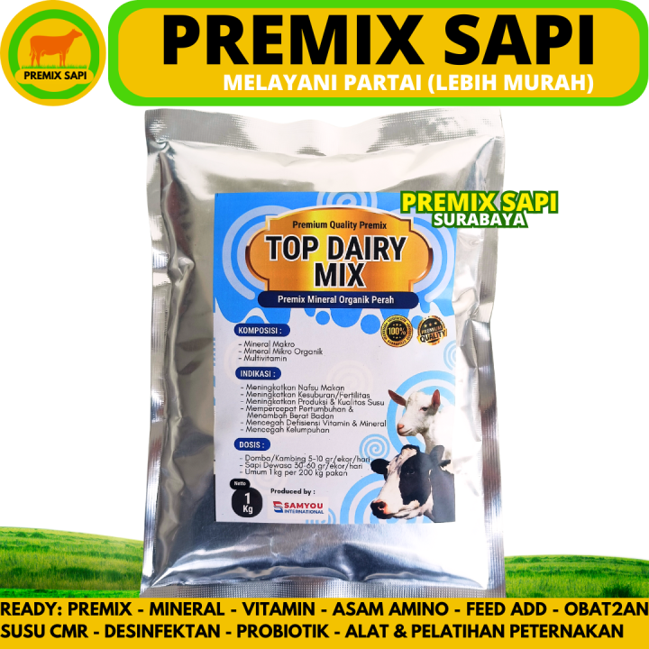 TOP DAIRY MIX 1 KG - Premix Mineral Organik & Multivitamin Sapi Kambing Domba - Premix Pemacu ...