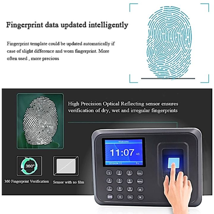 JOYRIDER Intelligent Biometric Fingerprint Time Attendance Machine ...