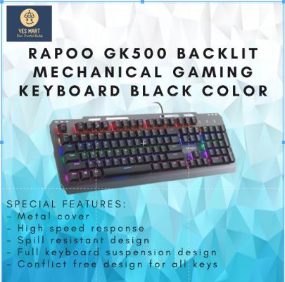 RAPOO GK500 Backlit Mechanical Gaming Keyboard US Black Color/RAPOO GAMING KEYBOARD/ BLUE SWITCH ...