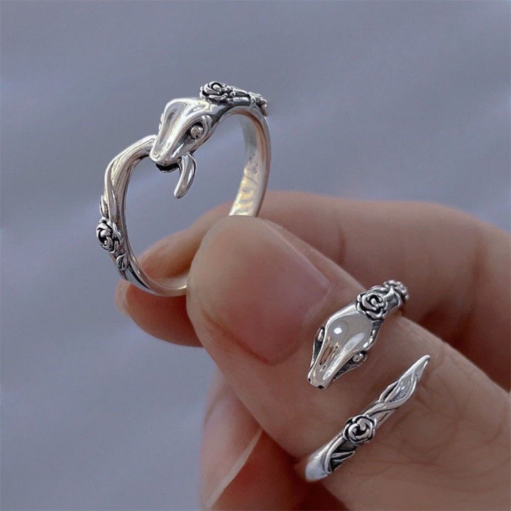Rose Snake Wings Ring Opening Adjustable Personalized Luxury Serpentine Ring Jewelry Accessories ...