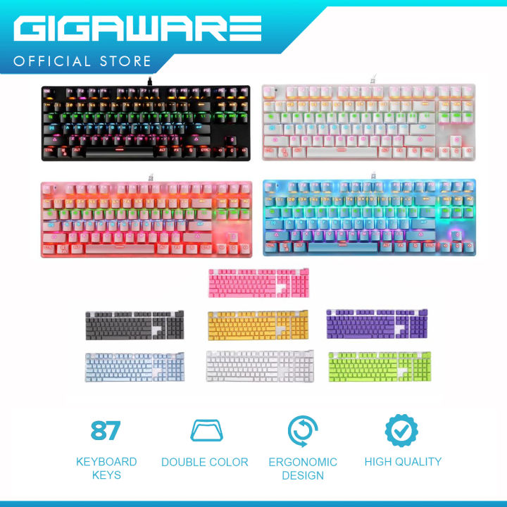 Gigaware K550 Mechanical Keyboard 87Keys USB Wired Gaming Keyboard Backlit Multi-Color Keyboard ...