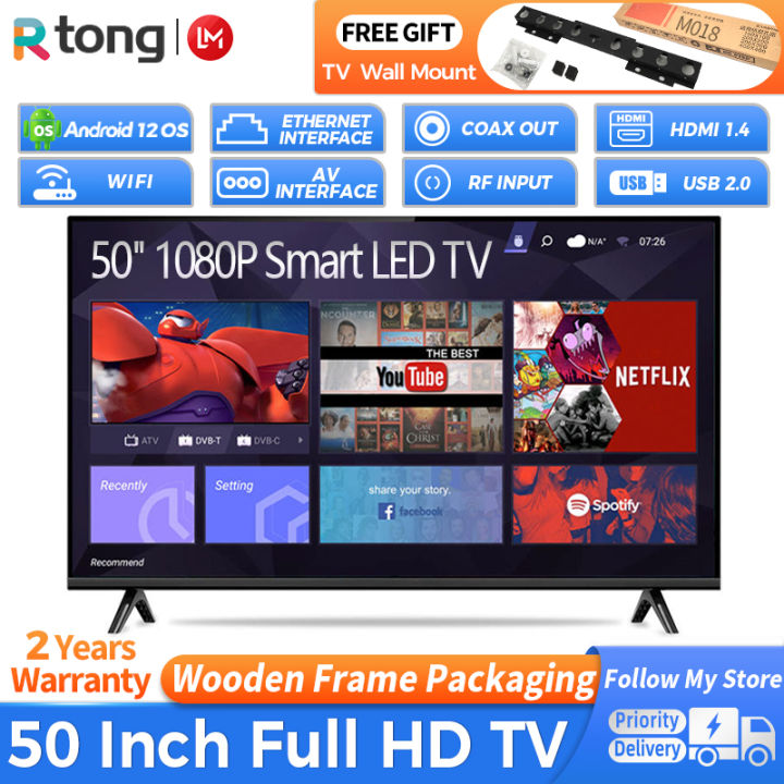 Rtong digital TV 55 50 inches Full HD LED slim flat screen yotube Netflix smart evision monitor ...
