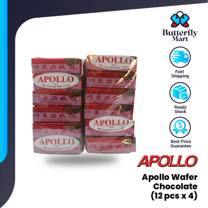(1011BC) APOLLO WAFER CHOCOLATE 12PCSx4 - Biskut Wafer Rangup Bersalut ...
