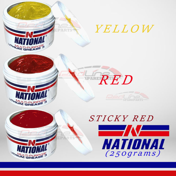 National Multi Purpose Lithium Grease Yellow, Red & Sticky Red 250grams ...