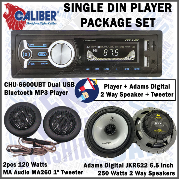 CALIBER 🔊 Single Din Player Combo Set 🔊 - CHU-6600UBT Bluetooth USB MP3 ...