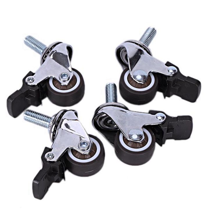 12Pcs Mini Small Casters 1 Inch M8X15mm Tpe Silent Wheels with Brake ...