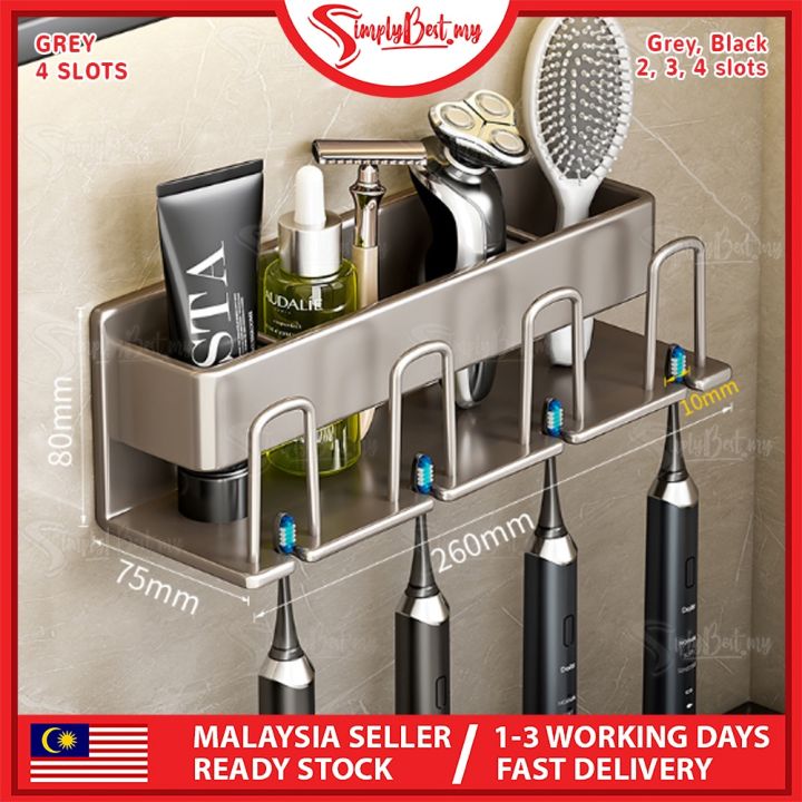 SIMPLYBEST Toothbrush Holder Wall Mounted Aluminium Bathroom Organizer ...