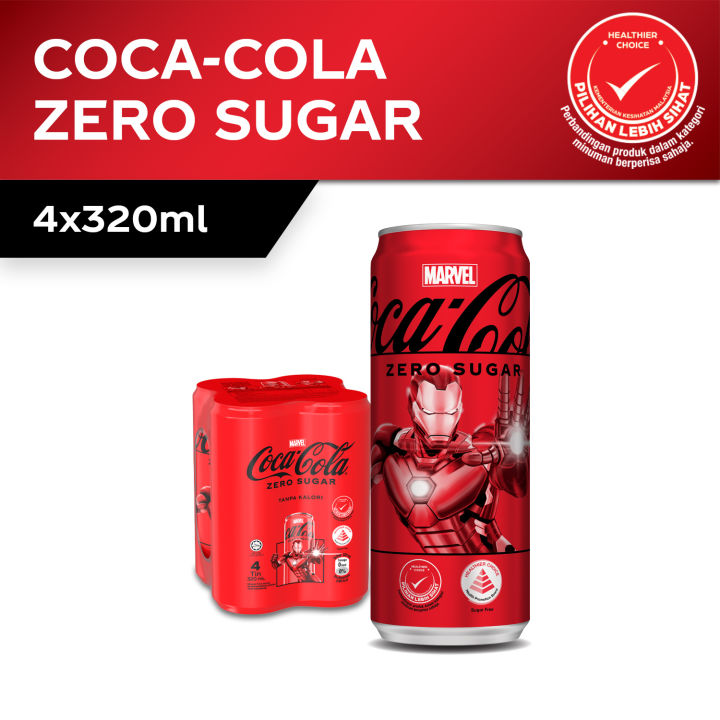 Coca-Cola Zero Sugar (320ml x 4) [Marvel] | Lazada