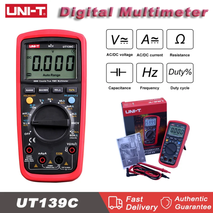 UNI-T UT139C Digital Multimeter Auto Range True RMS 6000 Counts AC DC Voltage Current ...