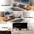 100CM Dual Monitor Stand Desk,Computer Monitor Riser Stand,Wood & Steel ...