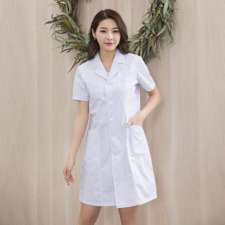 LazaraHome Women Short Sleeve White Scrubs Lab Coat Uniform | Lazada PH