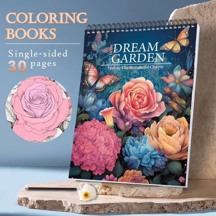 Beautiful garden themed coloring books with patterns and botanical ...