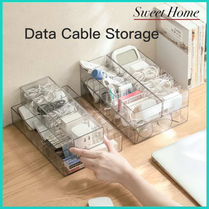 Data Cable Storage Box Charging Cable Organizer Transparent Multi ...