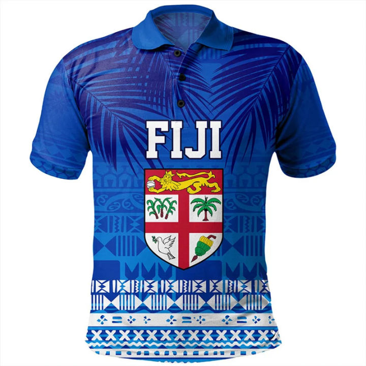 Harajuku 3D Fiji Rigby Flag Printing Polo Shirt For Men BULA Fiji Pride ...