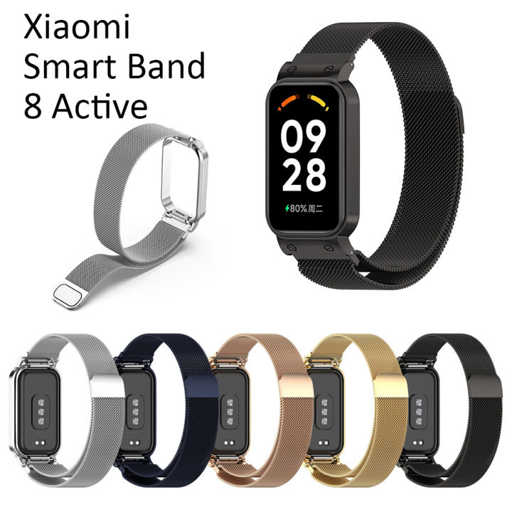 For Xiaomi smart band 8 Active strap metal frame fashion smart band ...
