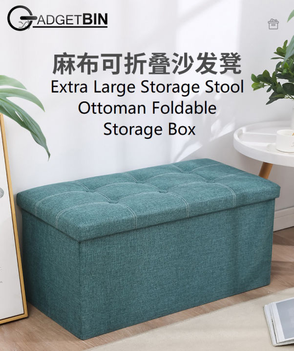 110L Extra Large Storage Stool Ottoman Foldable Storage Box For Living ...