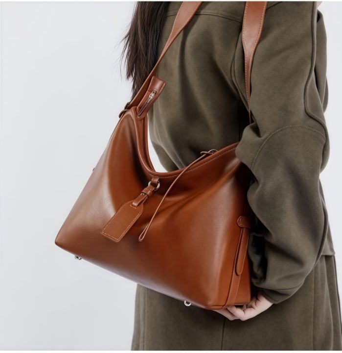 SCL Cowhide Women's Shoulder Bag – Soft Genuine Leather, Large Capacity ...