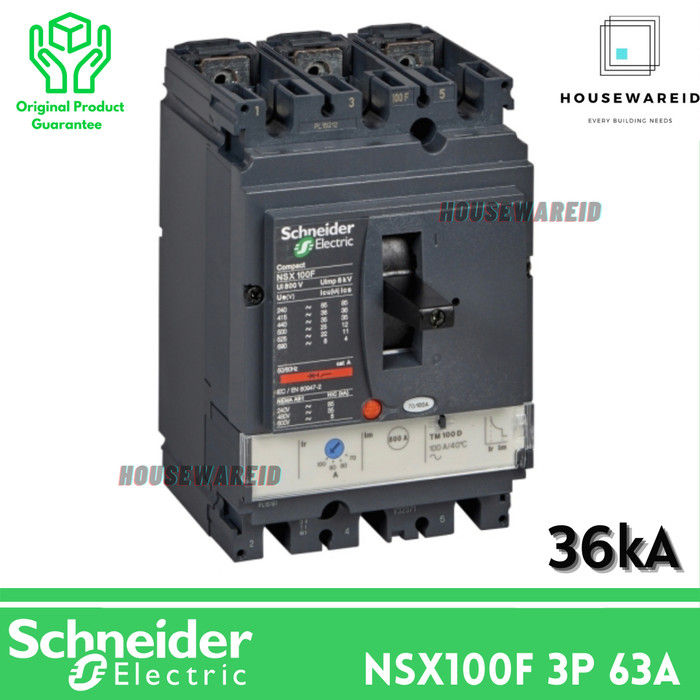 MCCB 3 PHASE 63 AMPERE 3P 63A BREAKER SCHNEIDER NSX100F TM63D | Lazada ...