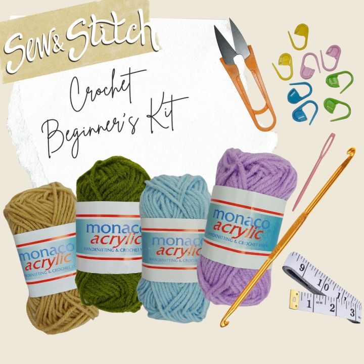 COD Crochet Beginner KitSet - Acrylic Yarn 4ply (18g.) SewAndStitch ...