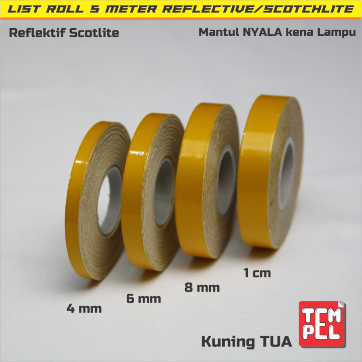 STIKER List roll velg 4mm/6mm/8mm/1cm/1.5cm Reflektif Scotlite NYALA ...