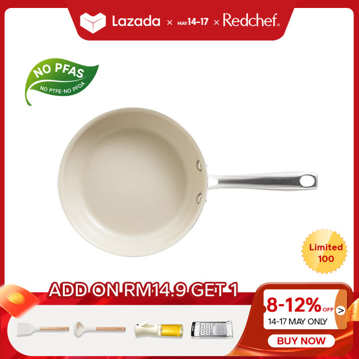 Redchef Nonstick Ceramic Rock Pan Non Toxic, PFAS& PTFE& PFOA Free ...