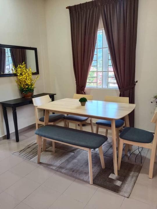 Dhome KEN Wooden Dining Set with Cushion Set (1 Table + 4 Chairs ...